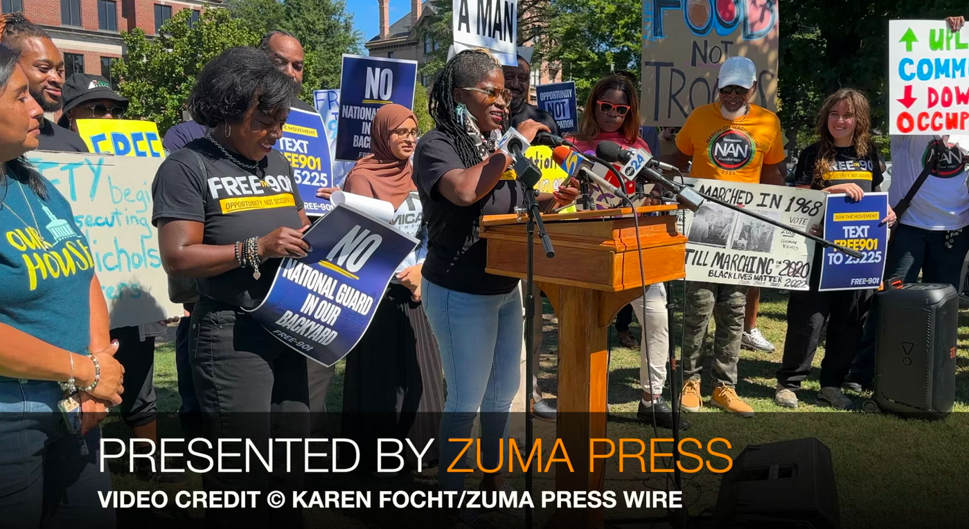 ZUMA Video: Protesters Rally Against the National Guard in Memphis ...