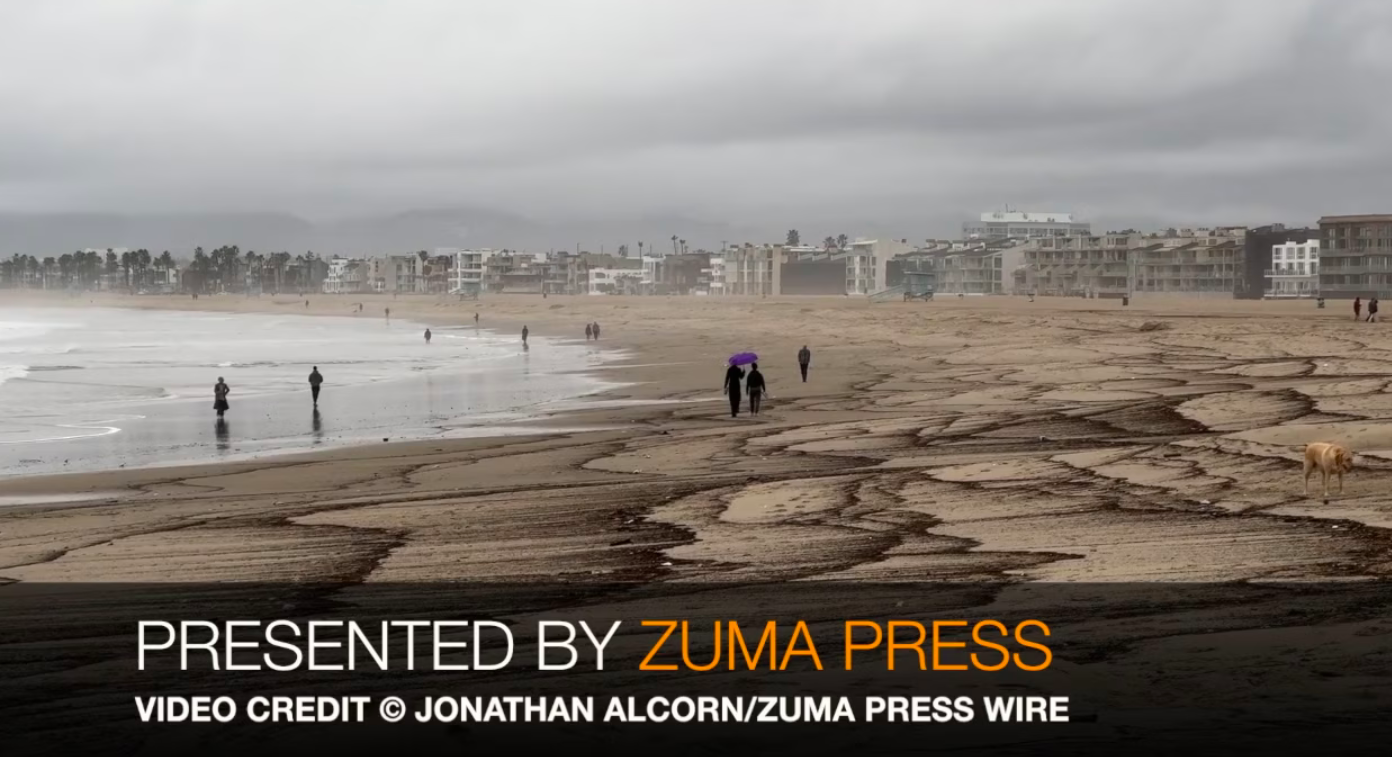 ZUMA Video: California Rain Storm Beach Debris During King Tides ...